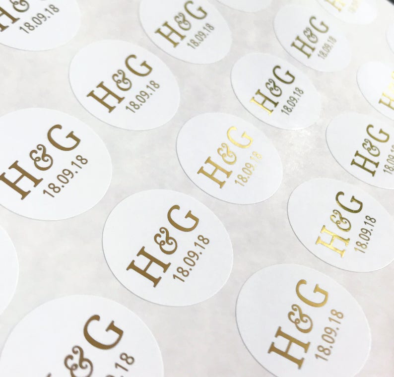Round Gold Foil Stickers for Wedding Invites Personalised - Etsy
