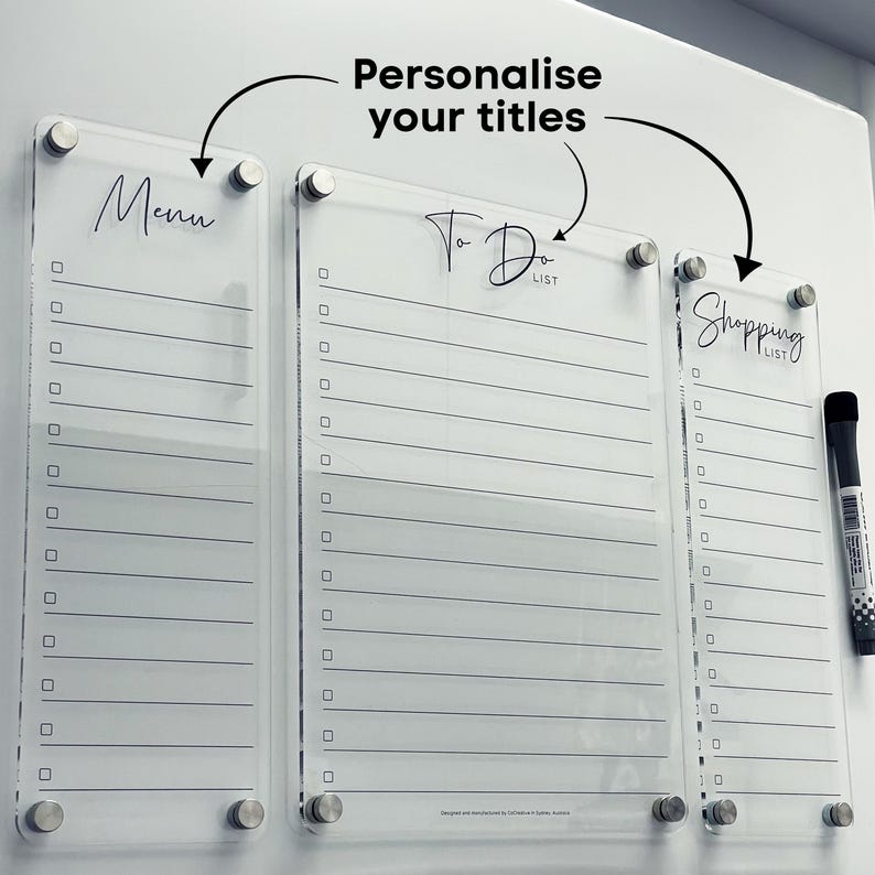 To Do List Fridge Acrylic Planner - BLACK UV Print ORIGINAL Design ...
