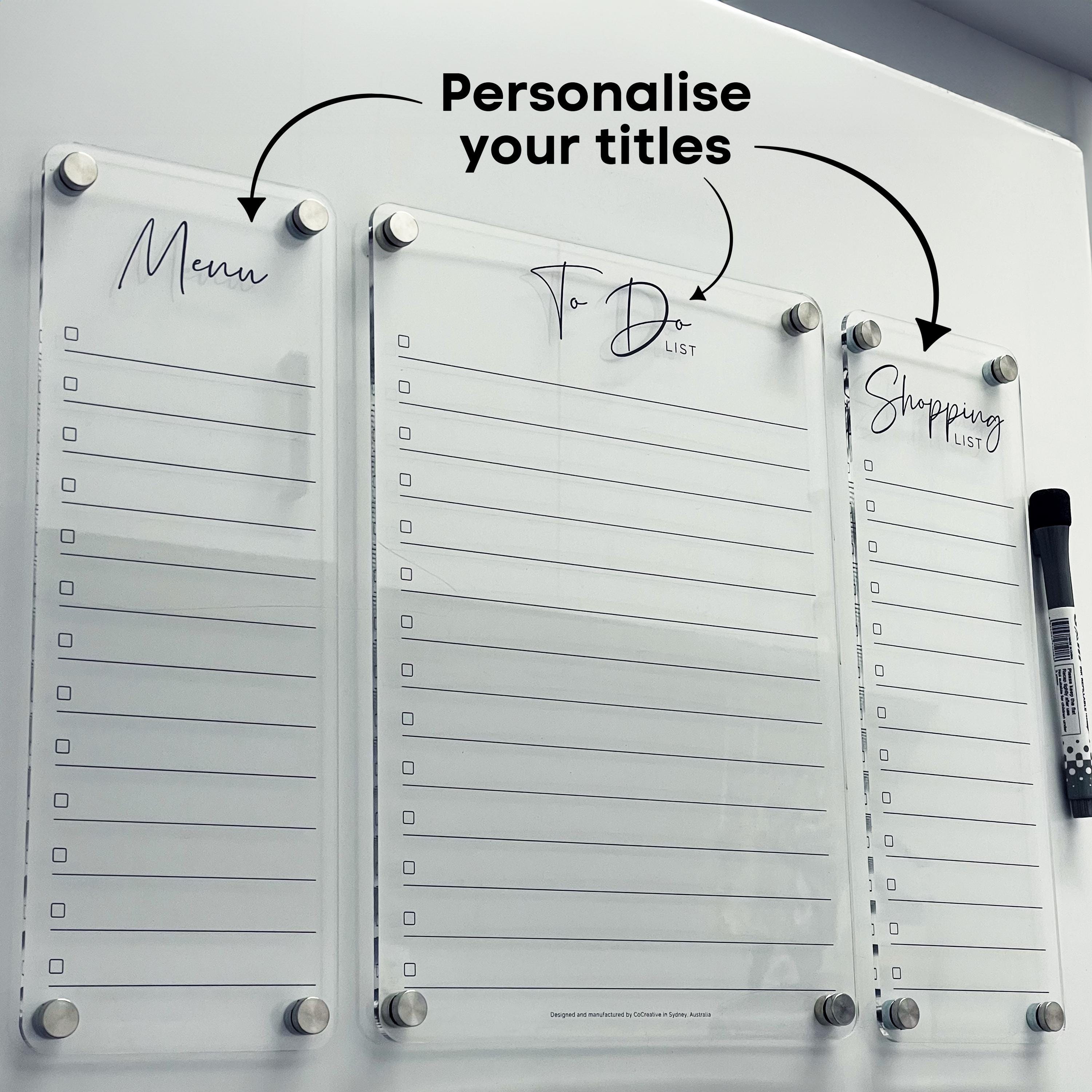 To Do List Fridge Acrylic Planner - BLACK UV Print ORIGINAL Design ...