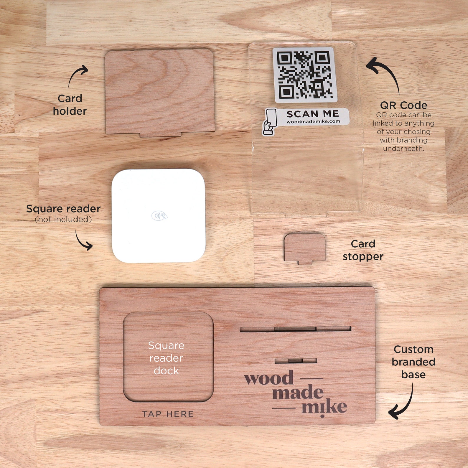 Personalised Logo Square Reader Dock Stand - Custom QR Code Scan Me ...