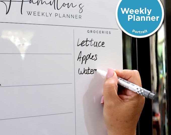 PORTRAIT Monthly Magnetic Fridge Acrylic Planner A3 - WHITE UV Print Original Design - Clear ...