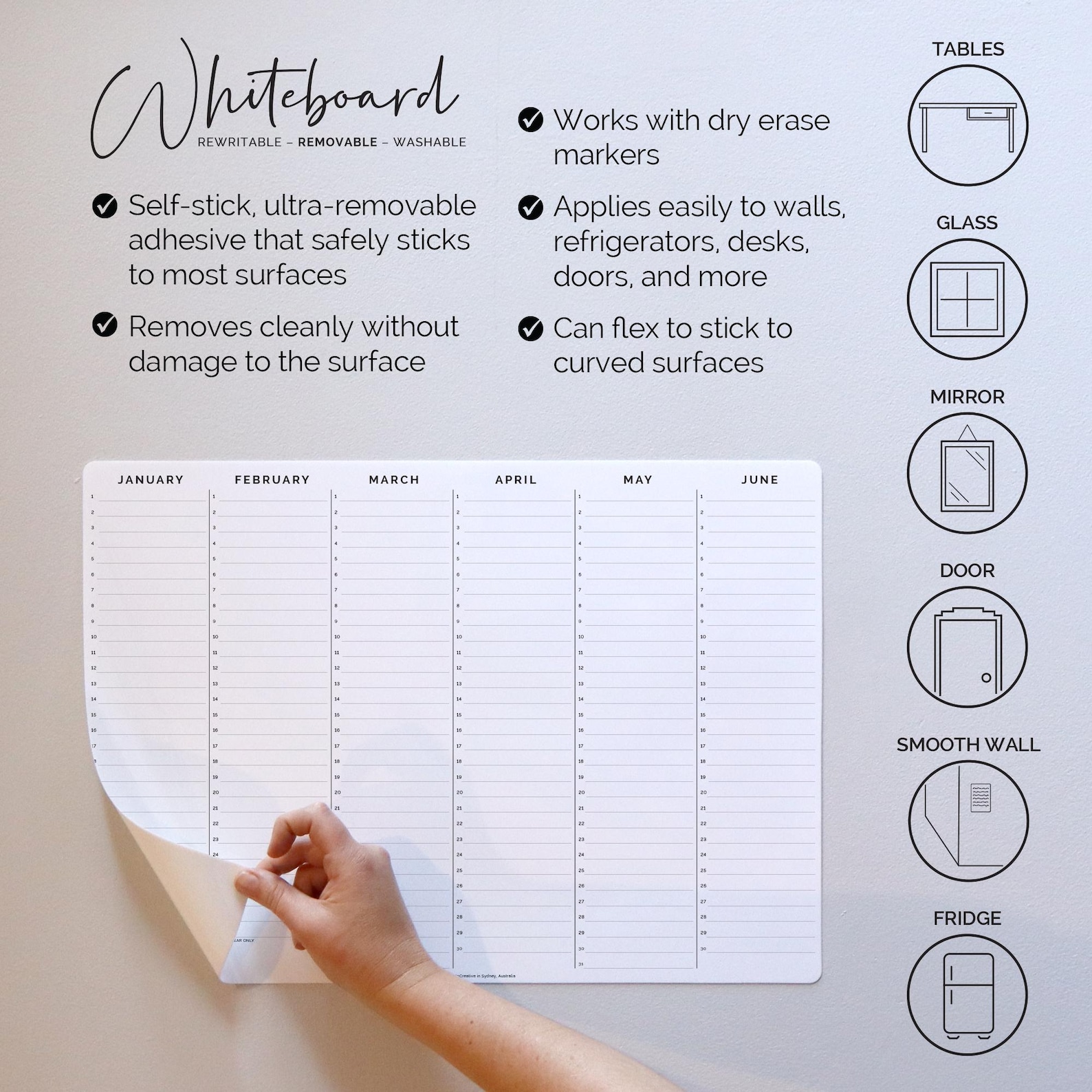 BLANK Yearly Planner - A3 Removable / Magnetic Whiteboard Yearly ...