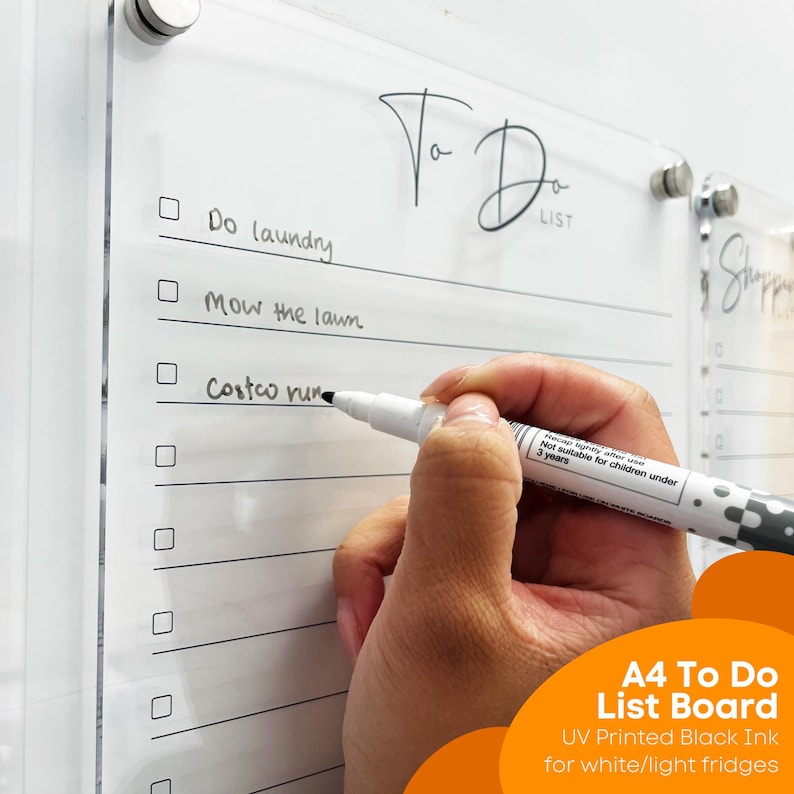 To Do List Fridge Acrylic Planner - BLACK UV Print ORIGINAL Design ...