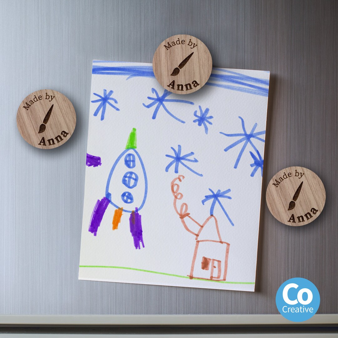 Custom Kid's Artwork Display Magnets - Set of 3 or 6 Children's Art ...