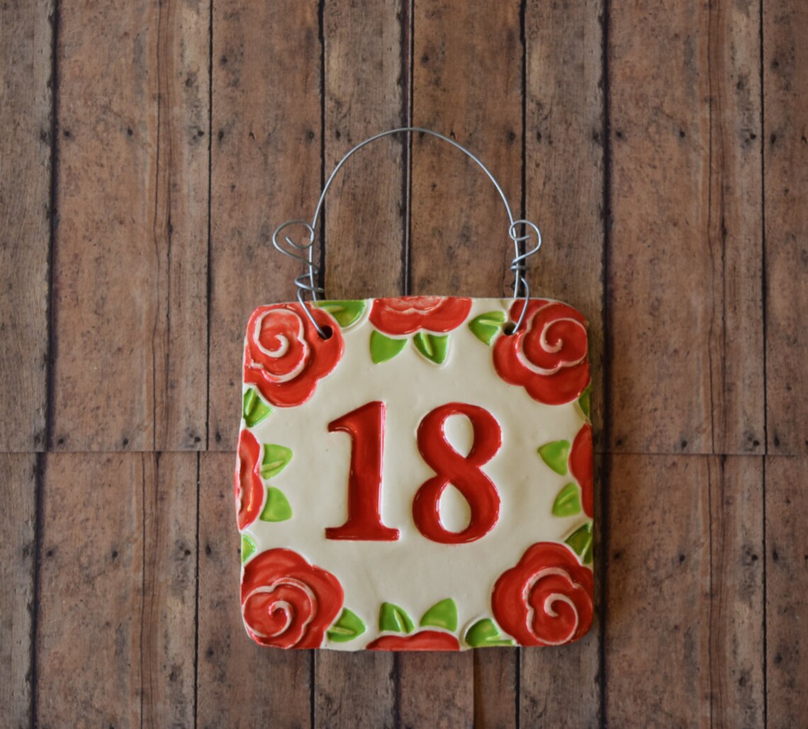 Personalized Red Floral Border Address Sign or House Number Sign With ...