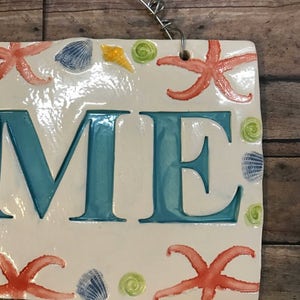 HOME sign in multi color sea shell print with your choice of | Etsy