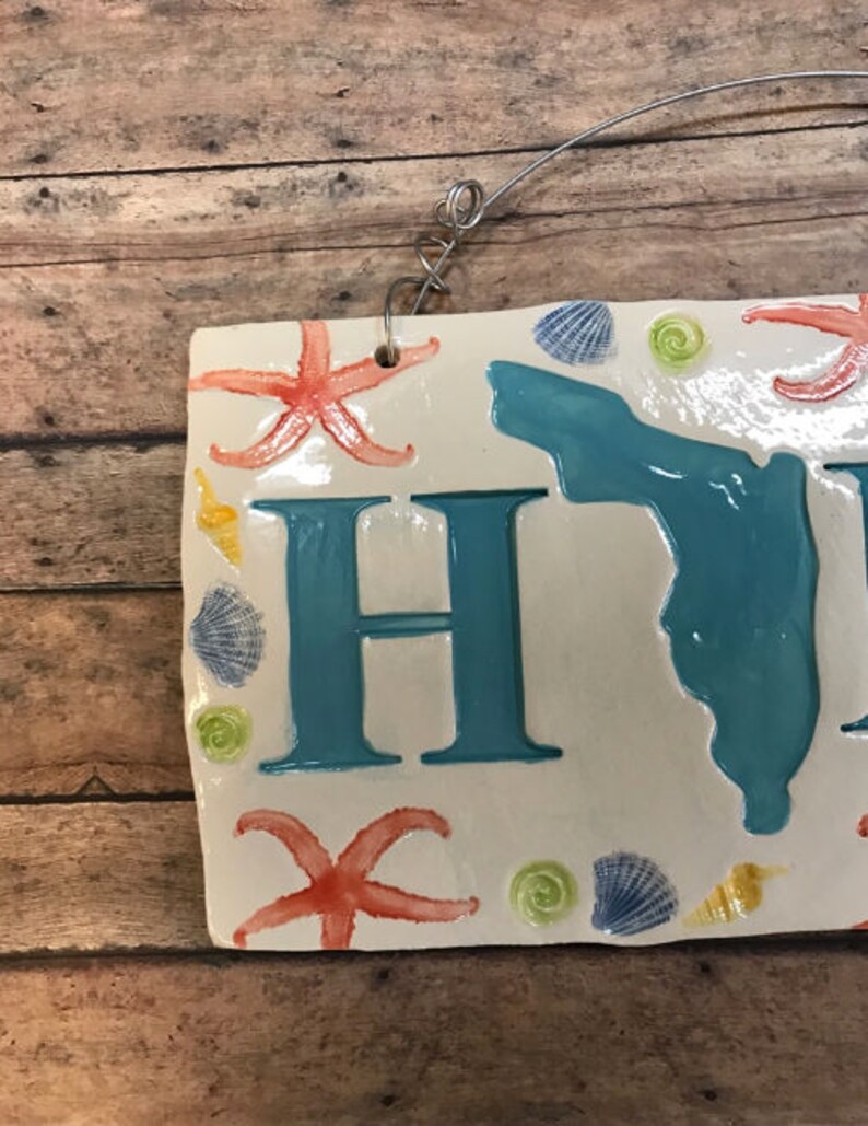 HOME sign in multi color sea shell print with your choice of | Etsy