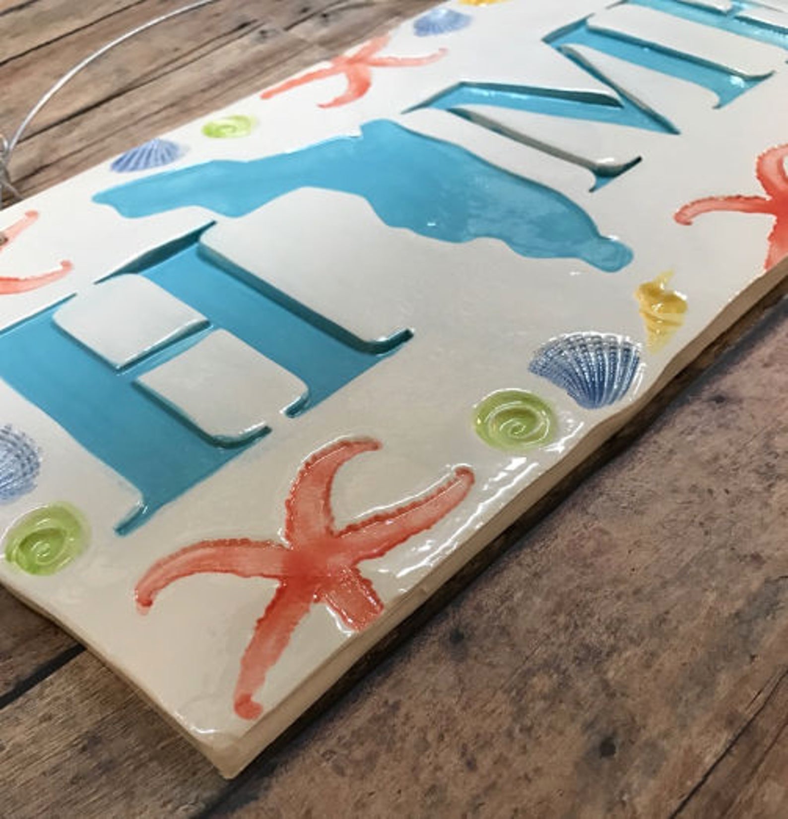 HOME sign in multi color sea shell print with your choice of | Etsy