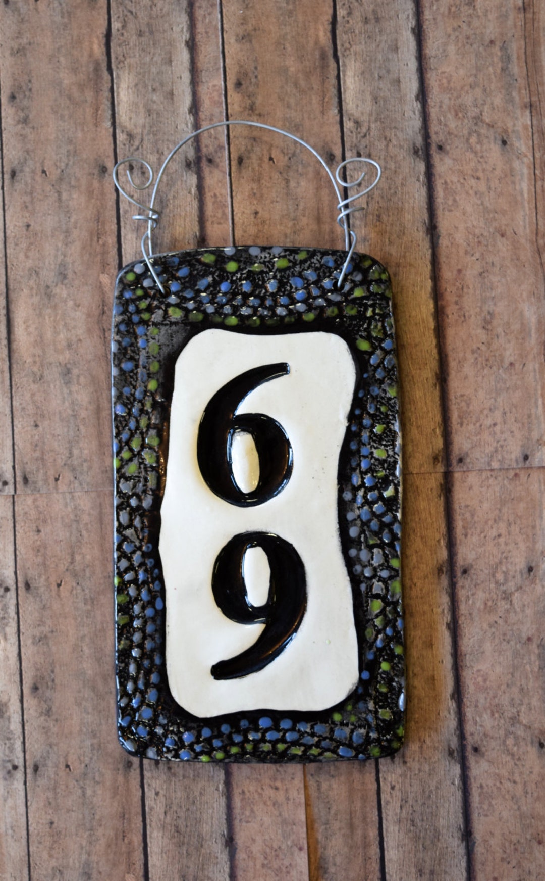 BLACK Mosaic Look Hand Made Black House Number Sign / Home Address Sign ...