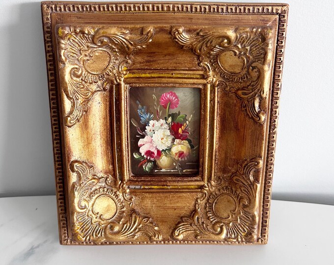 Vintage Gold Framed Floral Bouquet Painting Art, Decor. - Etsy