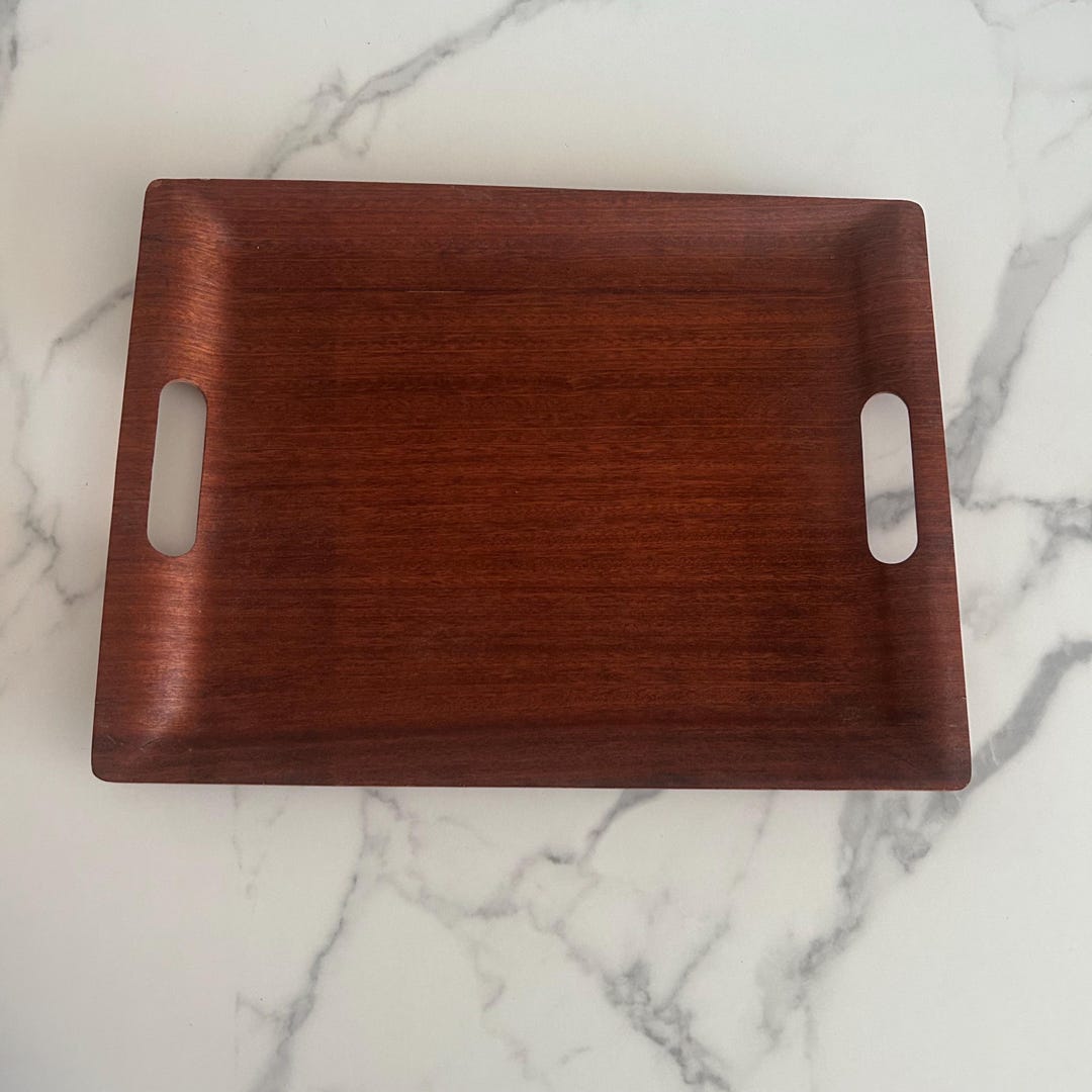 Mid Century Modern Laminated Teak Tray, Rectangular Serving, Bar ...