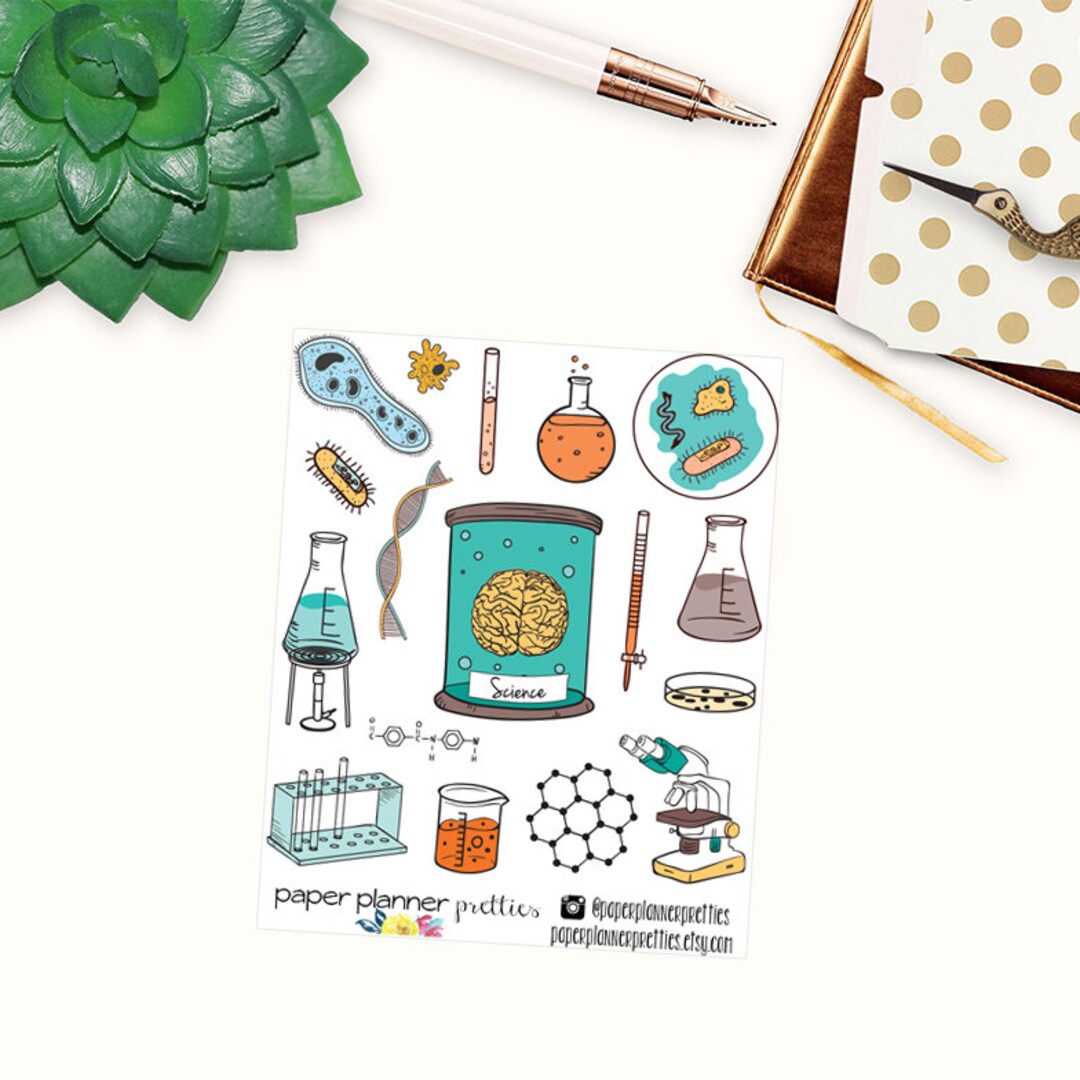 Science Planner Stickers Inkwell Press Livewell Erin Condren - Etsy