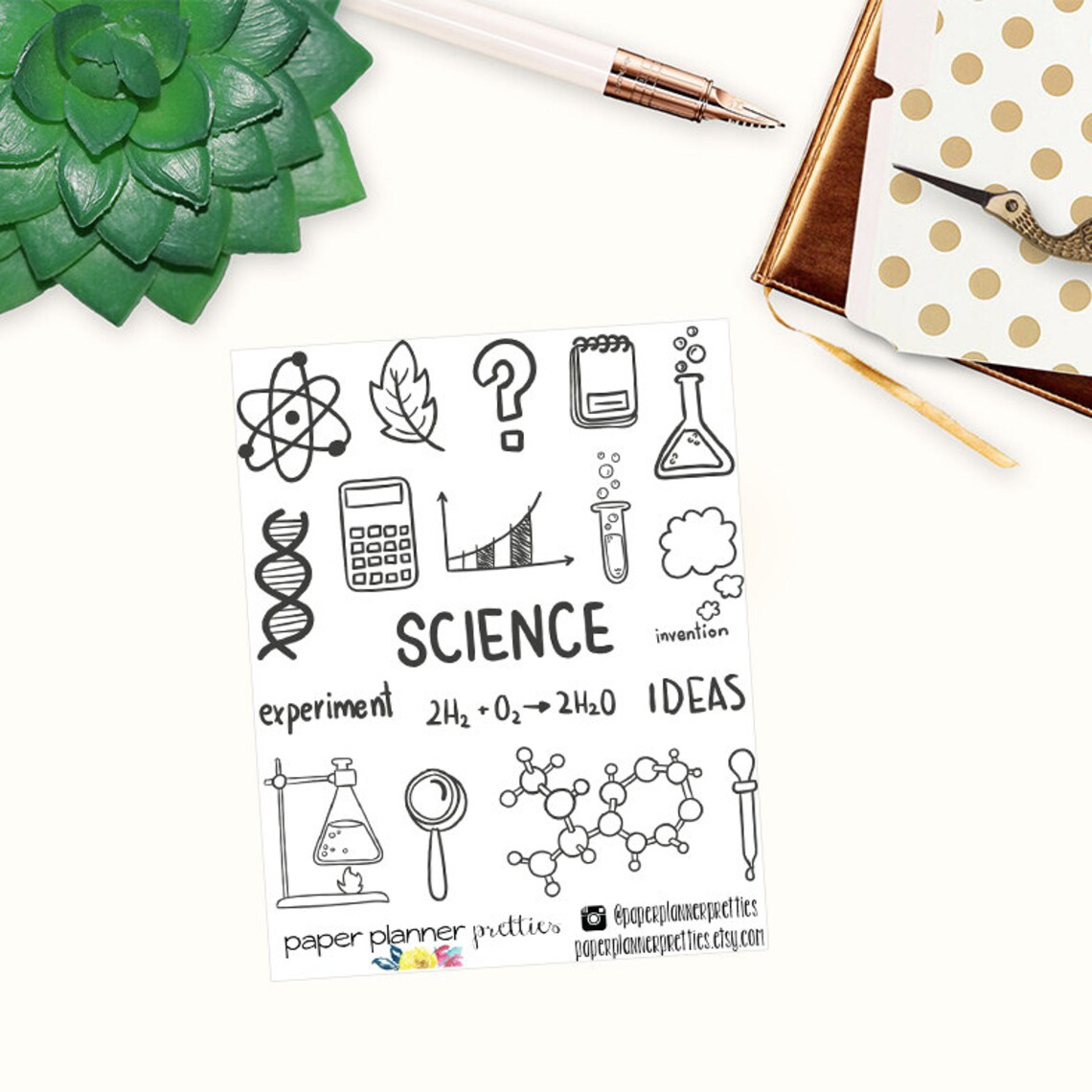 Science Doodles Planner Stickers Inkwell Press Livewell Erin - Etsy