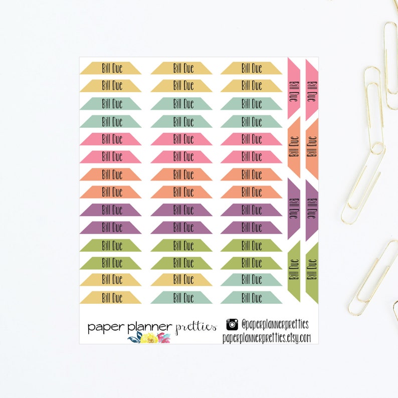 Bill Due Corner Planner Stickers Tasks Banners Inkwell Press | Etsy