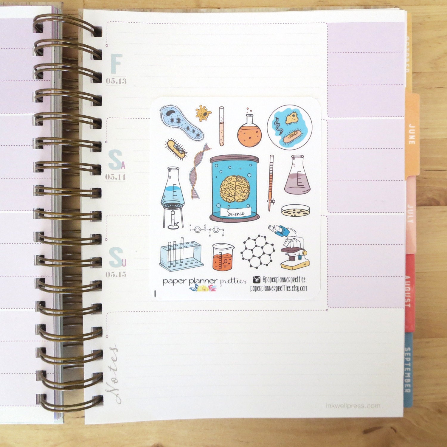 Science Planner Stickers Inkwell Press Livewell Erin Condren | Etsy