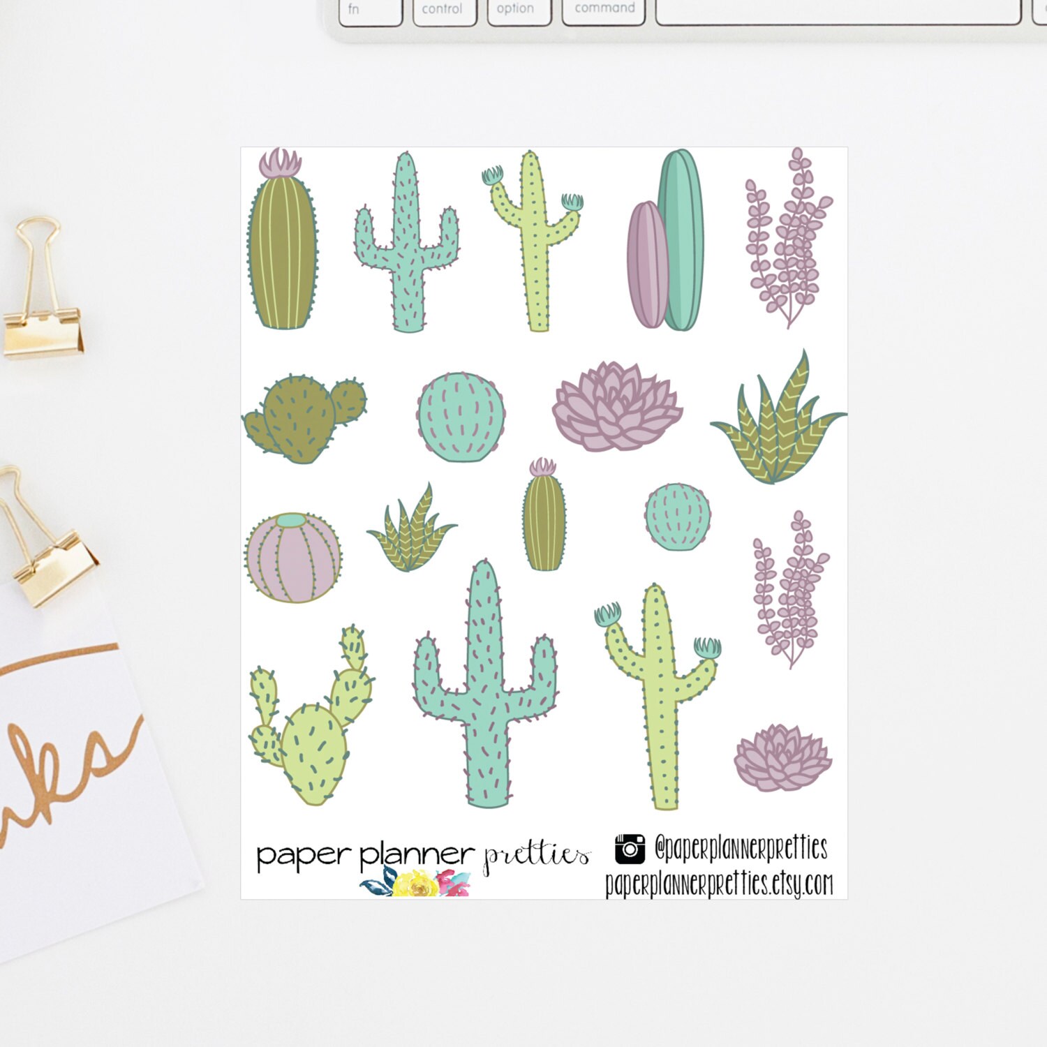 Succulent Cactus Cacti Plant Planner Stickers Hand Drawn | Etsy