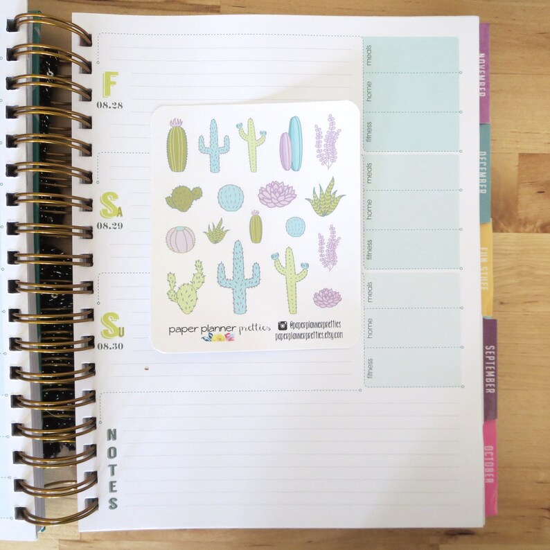 Succulent Cactus Cacti Plant Planner Stickers Hand Drawn | Etsy