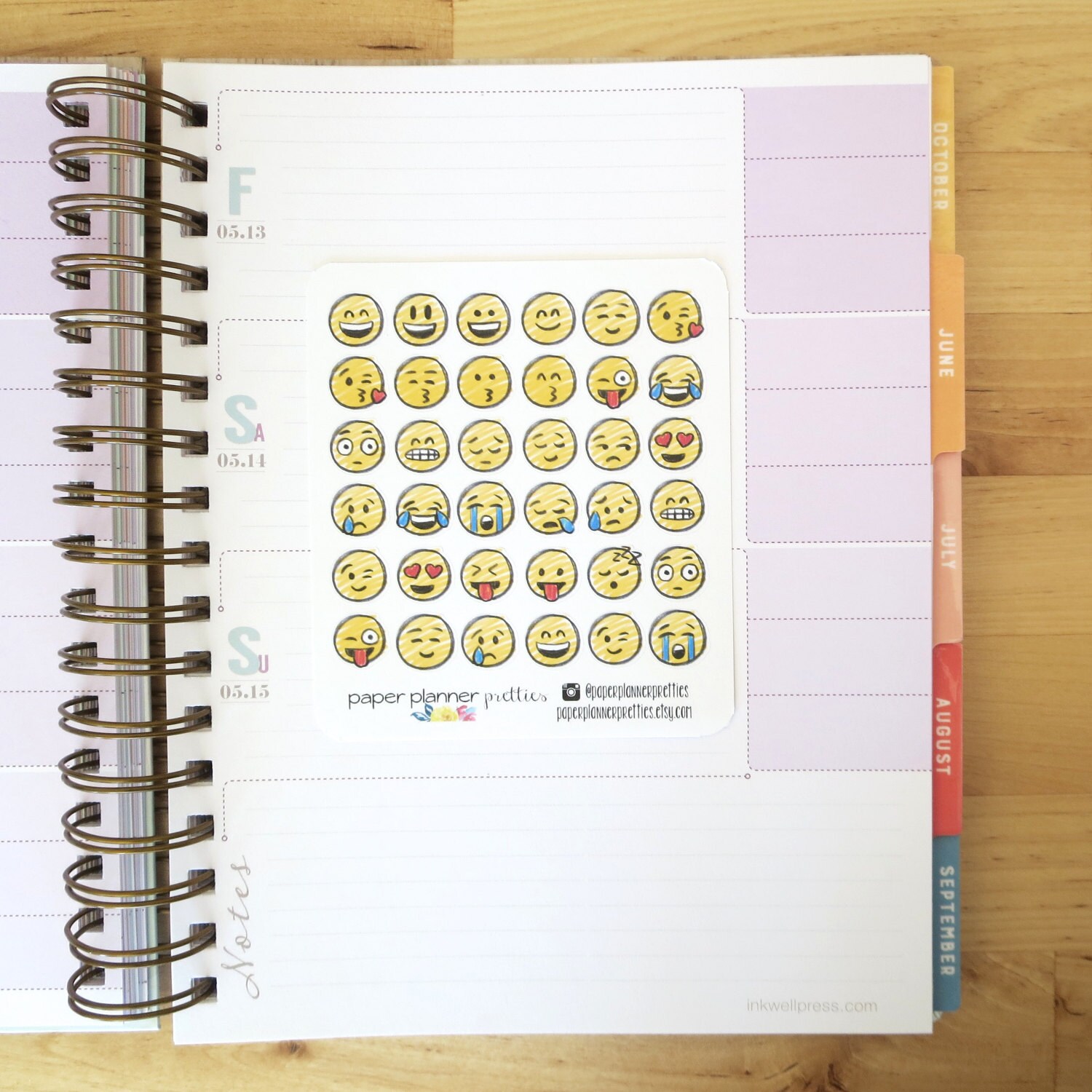Emoji Emoticon Face Planner Stickers Inkwell Press Livewell | Etsy