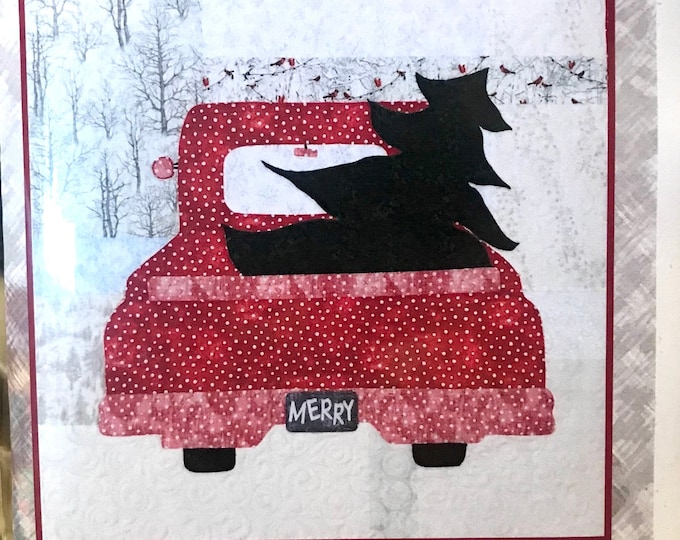 Christmas Little Red Truck Quilt Pattern, Merry, Applique Pattern, Use ...
