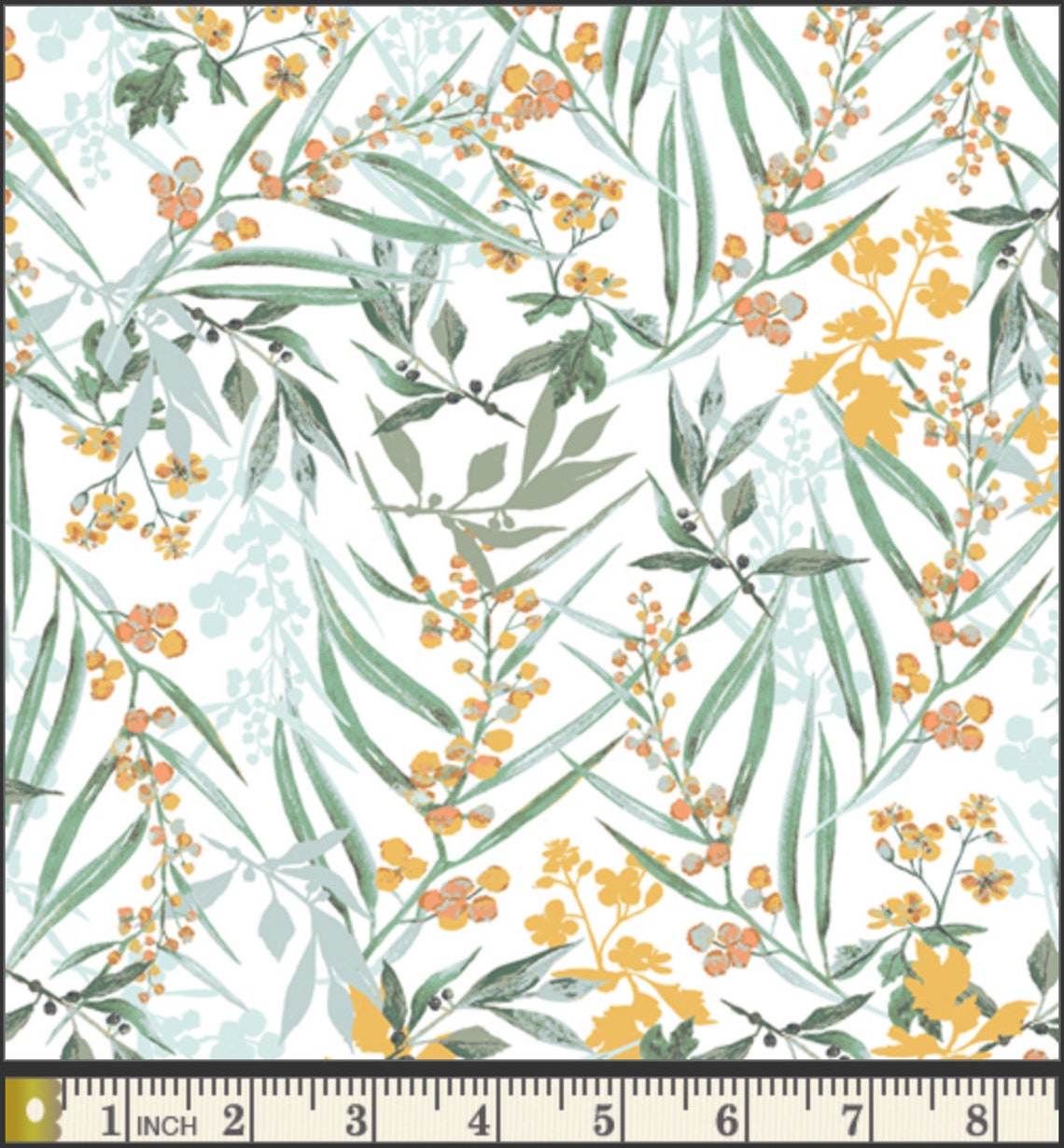 Floral Fabric Yellow Floral Fabric Picturesque Lush Mimosa | Etsy