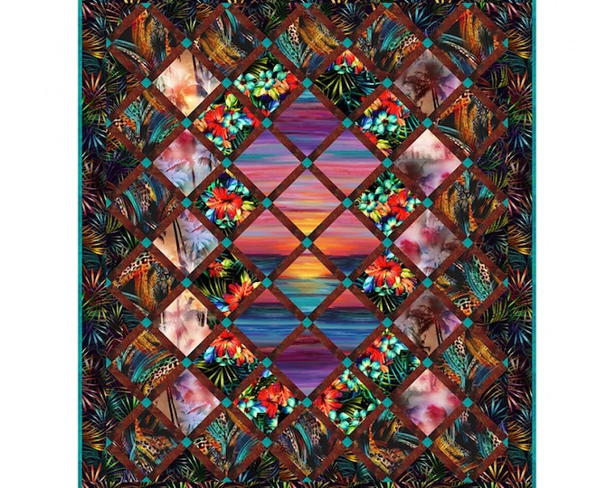 Quilt Pattern, Easy Pattern, Through the Lattice, Throw Quilt, Tropical ...