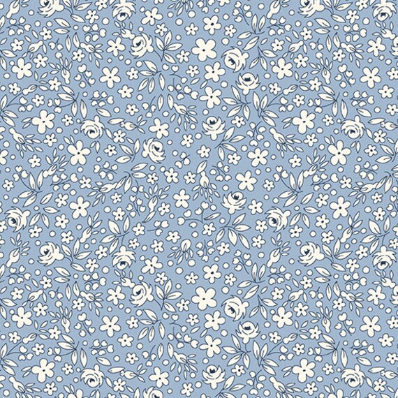 Patriotic Fabric Apple Pie Floral Fabric Red White Blue | Etsy