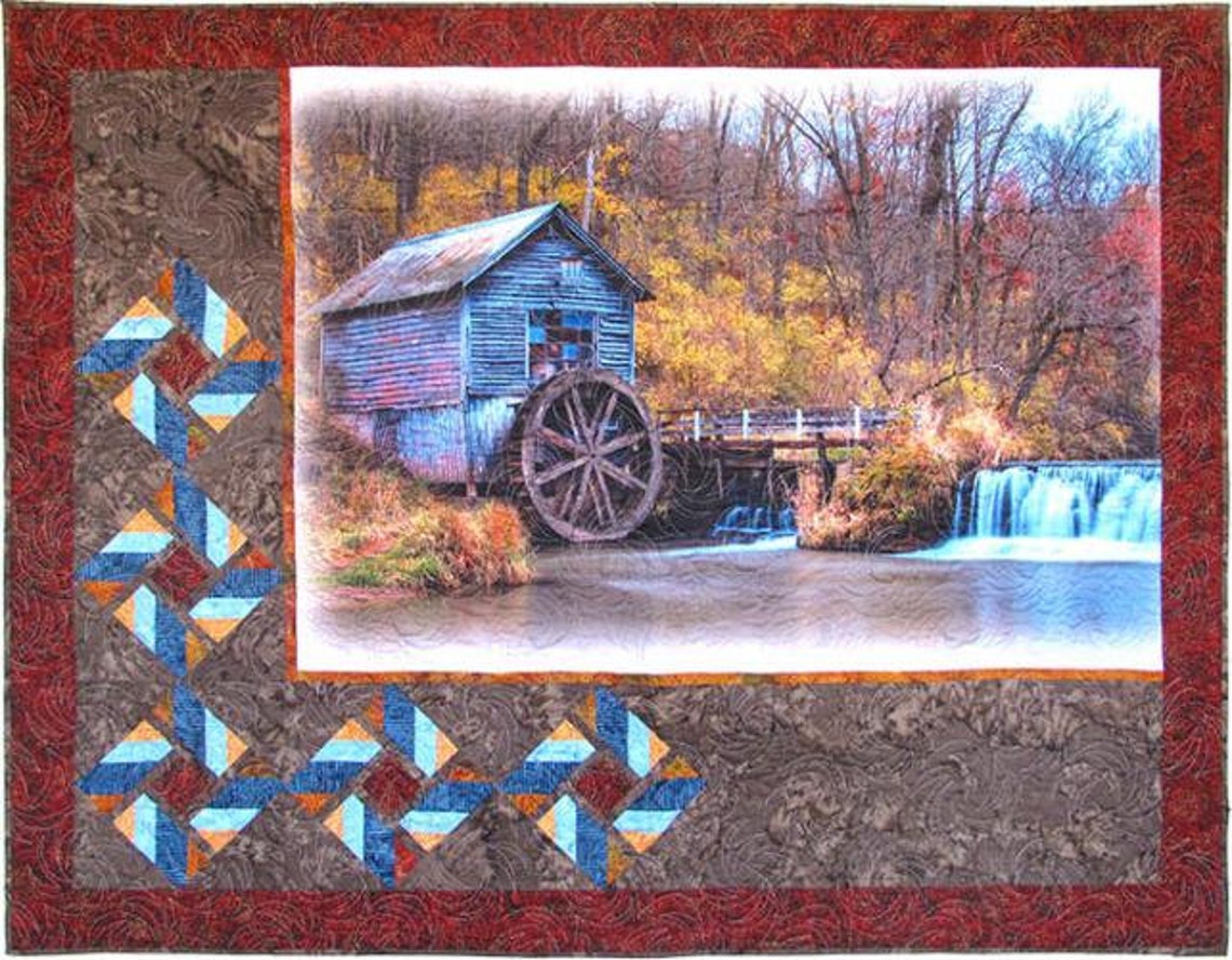 Barn Fabric River Fabric Watermill Fabric Fall Fabric - Etsy