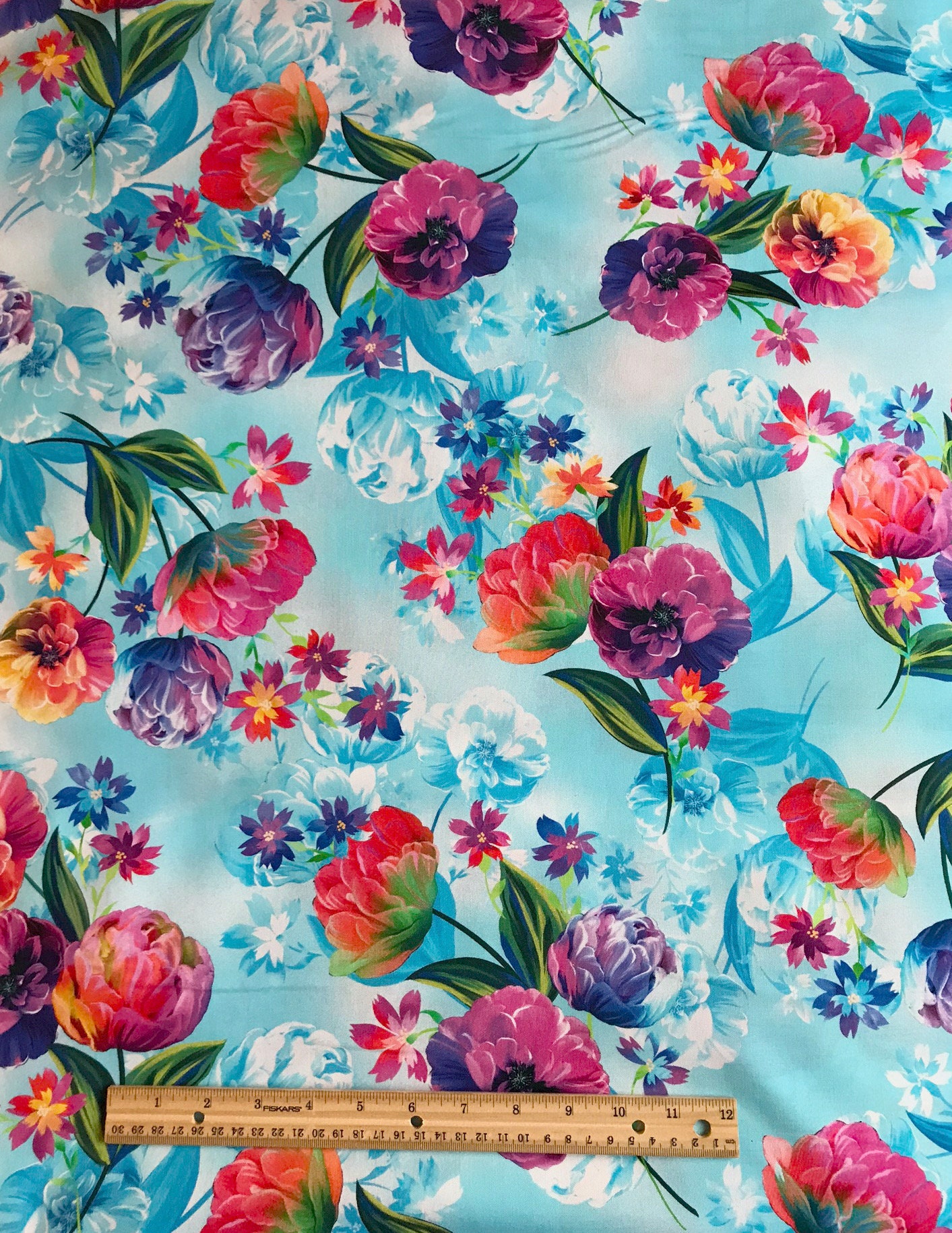 Floral Fabric in Full Bloom Large Floral Fabric Luminous - Etsy