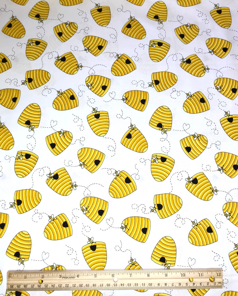 Bee Fabric Beehive Fabric Sunflowers and Honey Beehive Day - Etsy