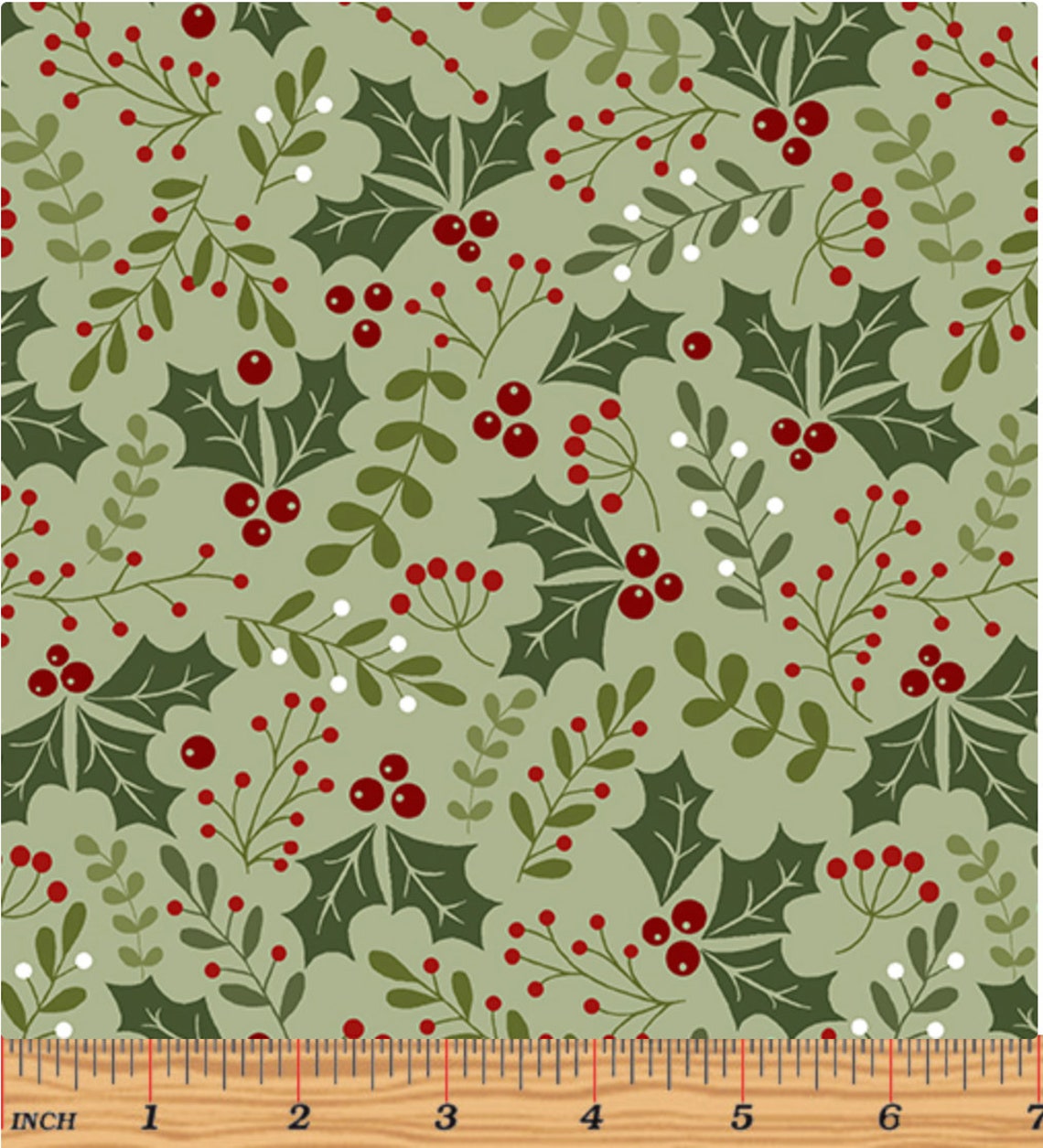 Christmas Fabric Flannel Fabric Holly Fabric Winter Fabric - Etsy