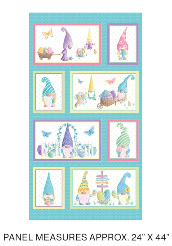 Easter Fabric Easter Panel Gnome Fabric Spring Garden | Etsy