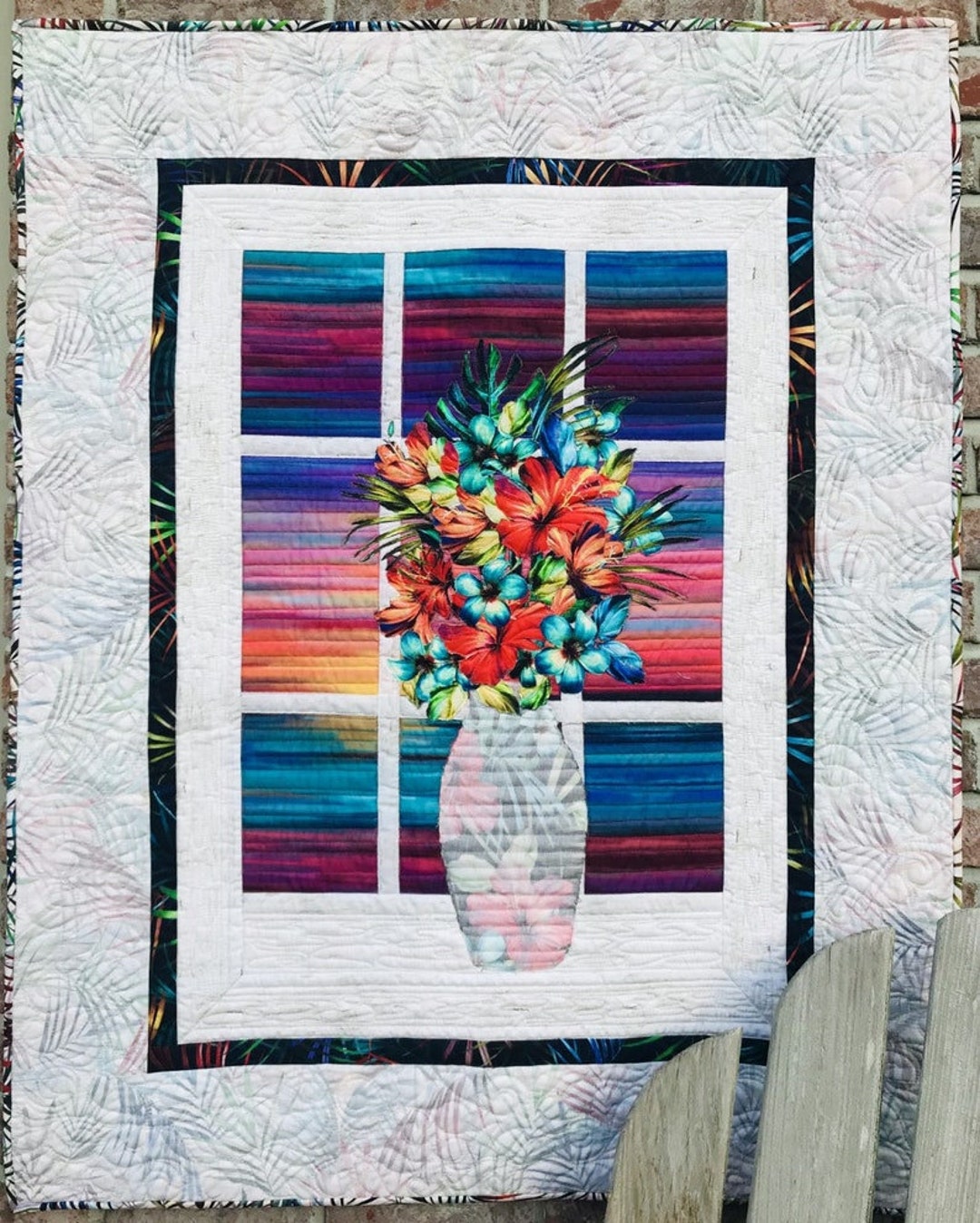 Tropical Sunset Quilt Pattern, Floral Wall Hanging, Quilt Pattern ...