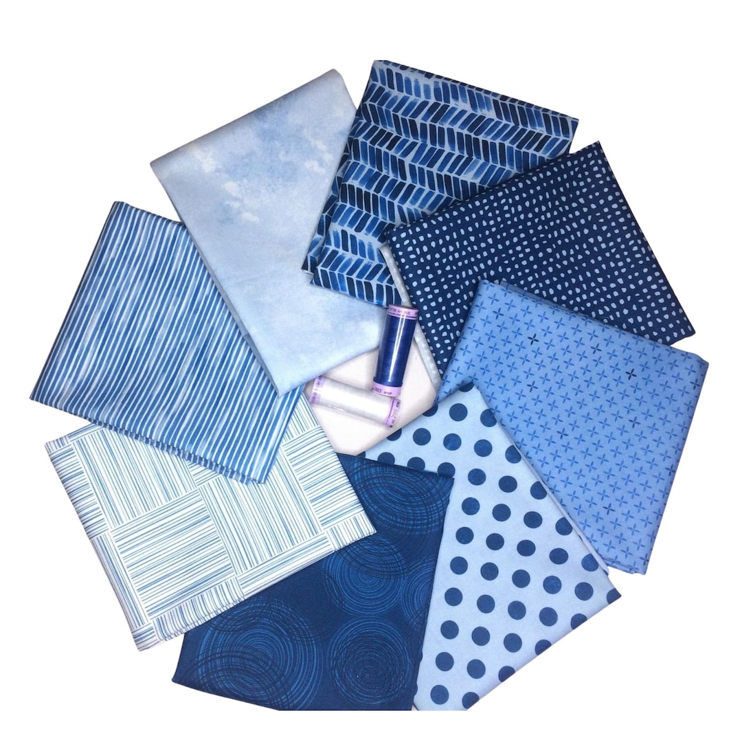 Fat Quarter Bundle, Fat Quarter Fabric, Fabric Panel, Denim Color ...