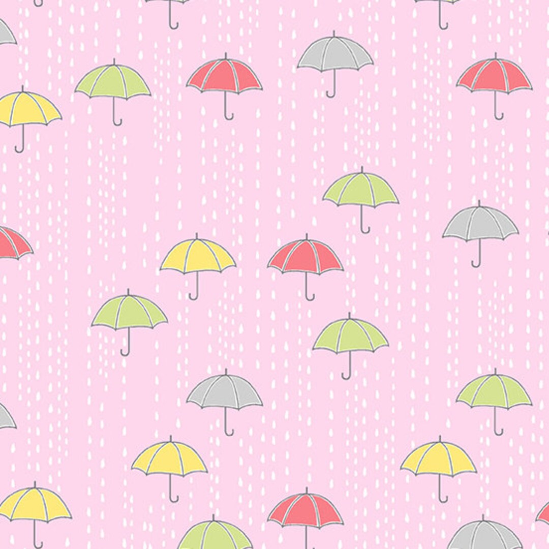 Spring Fabric, Umbrella Fabric, April Showers, Pink Fabric, Rain Fabric ...