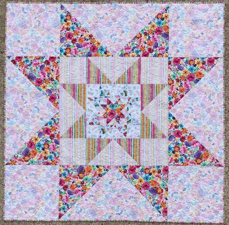 Quilt Pattern Vari Lovable Star Use Both Sides Intermediate - Etsy