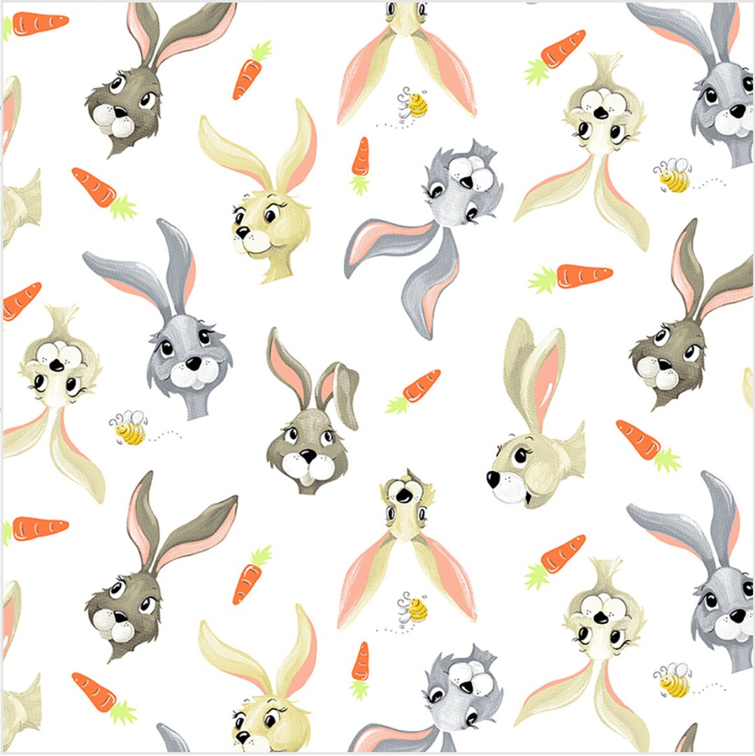 Rabbit Fabric, Bunny Fabric, Harold the Hare Fabric, Animal Fabric ...