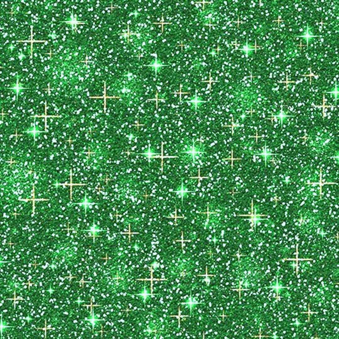 Christmas Fabric, Holiday Sweets, Gold Metallic Stars Fabric, Green ...