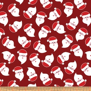 Christmas Fabric, Santa Fabric, A Cozy Winter, Jolly Santa Red Fabric ...
