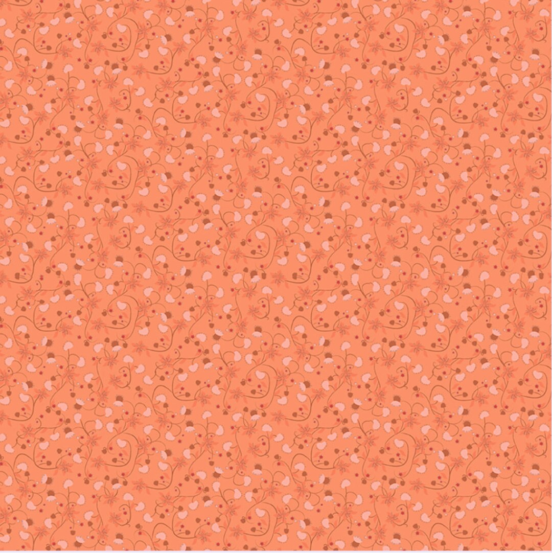 Halloween Fabric, Floral Fabric, Little Miss Fly Trap Fabric, Orange ...