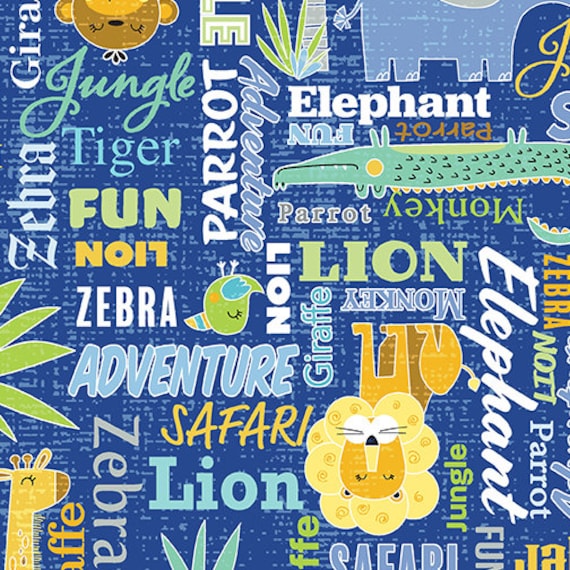 Safari Fabric Words Fabric Nursery Fabric Sweet Safari | Etsy
