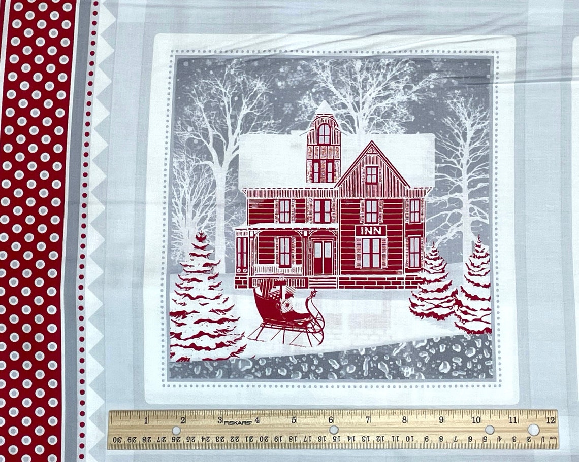 Christmas Fabric Holiday Lane Christmas Panel Fabric Panel - Etsy