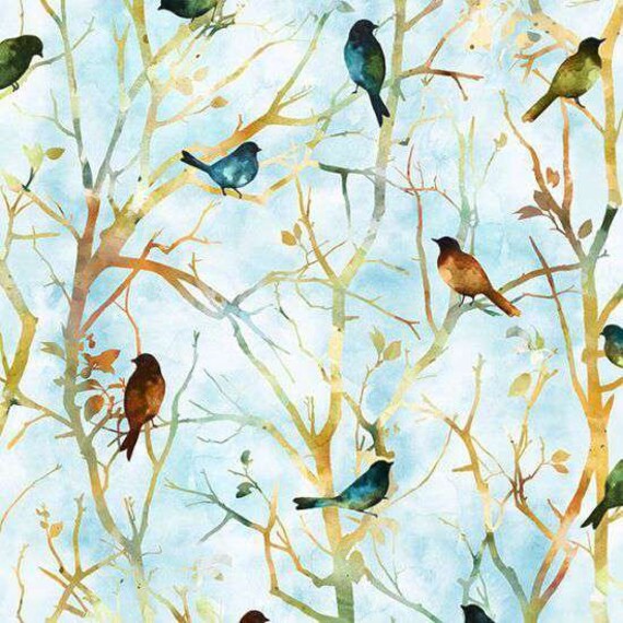 Nature Fabric Bird Fabric Mystic Mountains Forest Fabric - Etsy