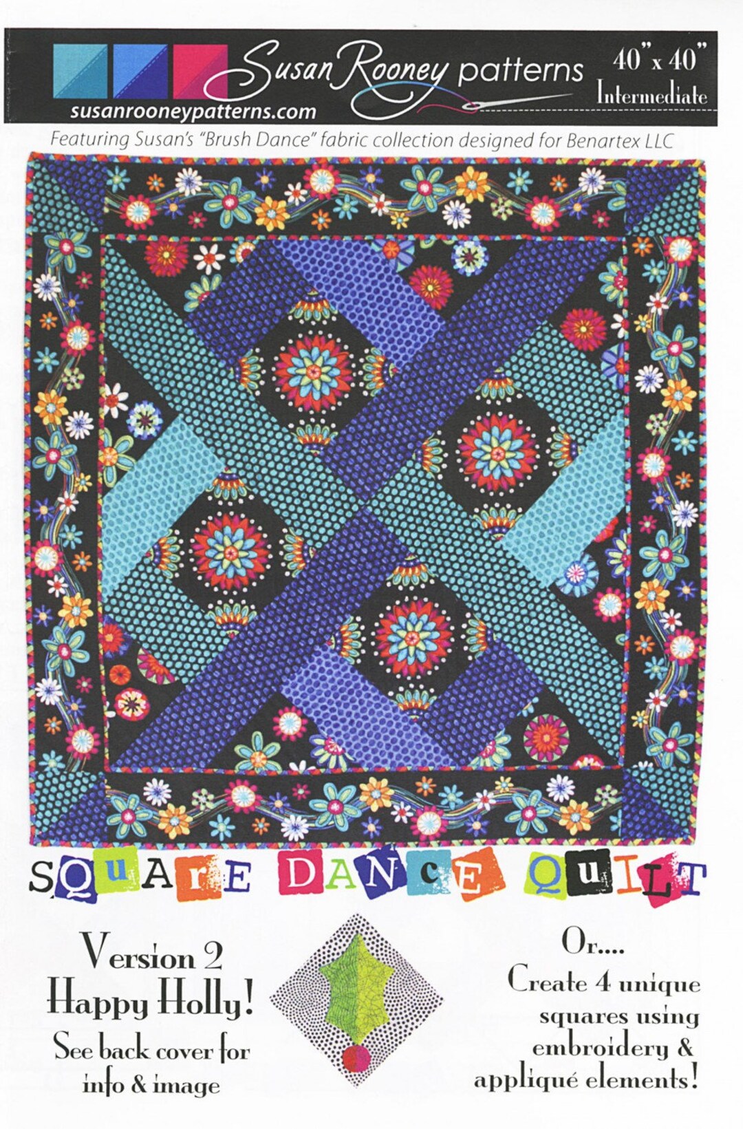 Quilt Pattern, Square Dance Quilt Pattern, Happy Holly, by Susan Rooney ...