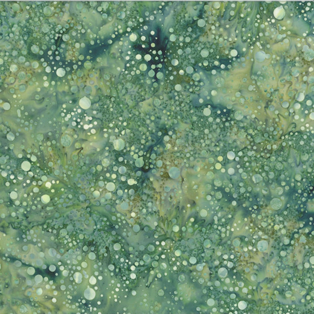 Batik, Green Batik Fabric, Desert Beauty, Polka Dot Batik Fabric ...