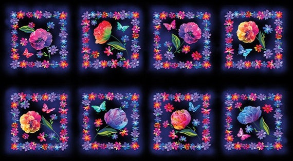 Floral Fabric Floral Fabric Panel Butterfly Fabric in Full | Etsy