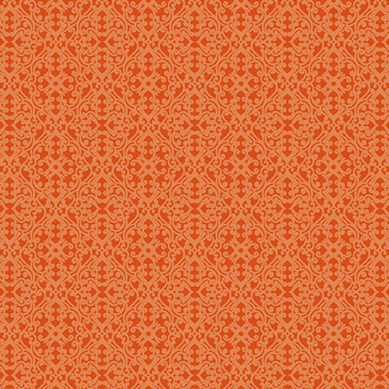 Damask Fabric Fall Fabric Autumn Fabric Orange Fabric | Etsy