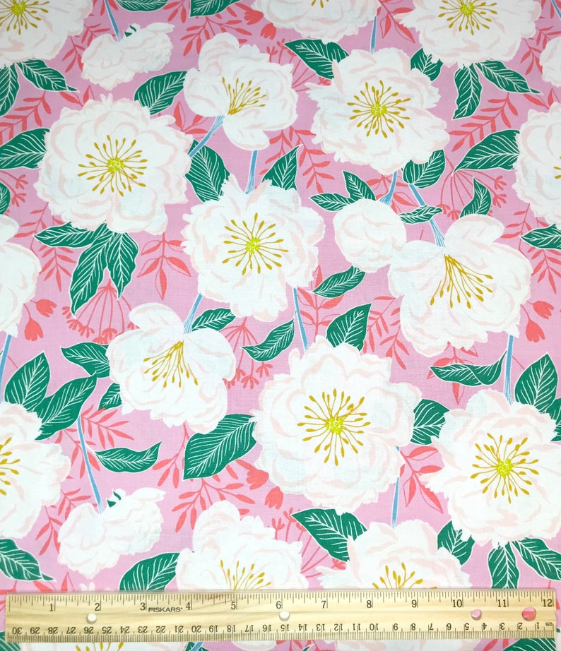 Floral Fabric Flower Fabric Floral and Fauna White Flowers | Etsy