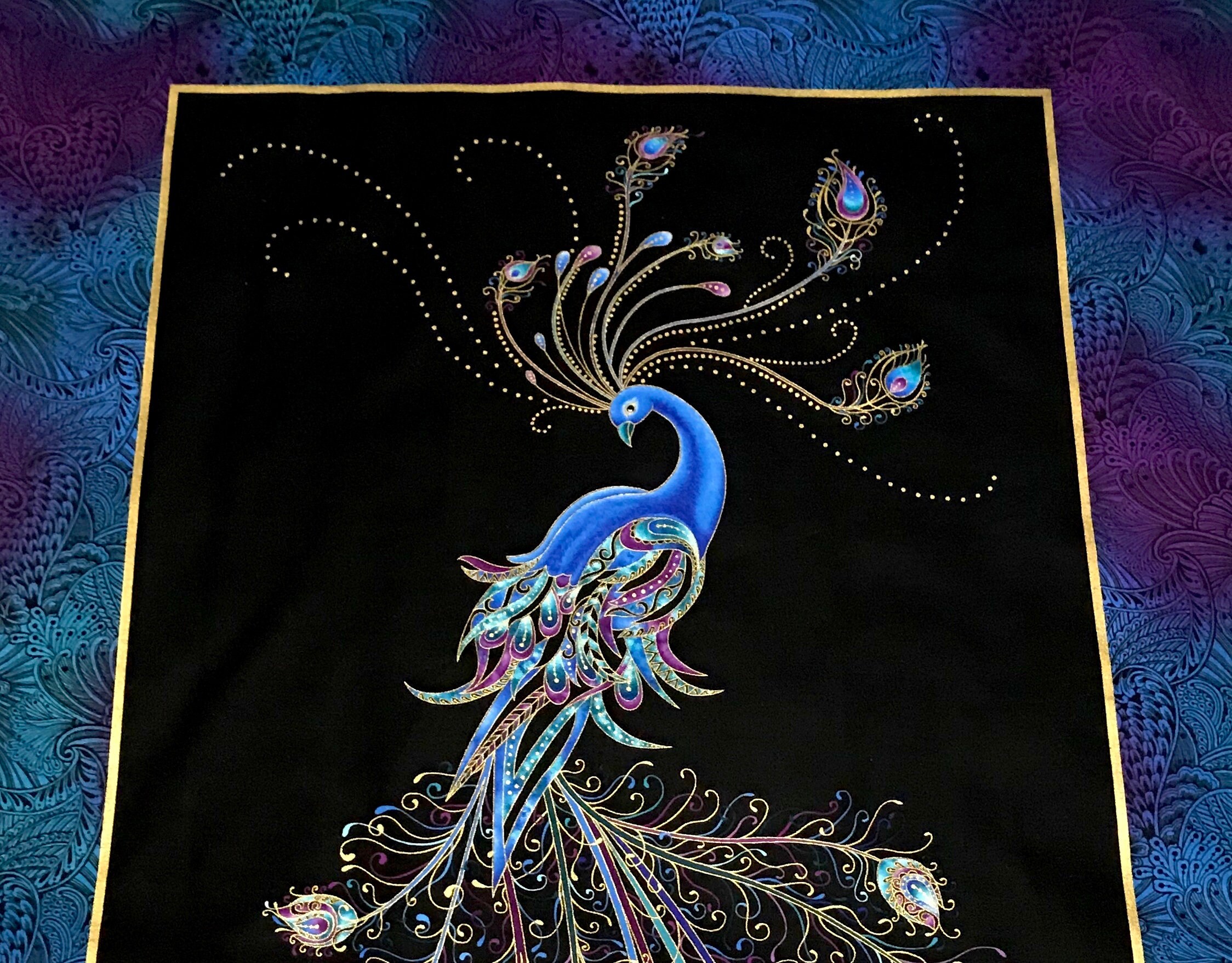 Peacock Fabric Peacock Panel Feather Fabric Peacock | Etsy