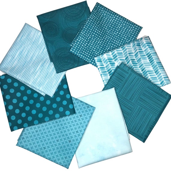 Turquoise Fabric Fat Quarter Bundle Fat Quarter Fabric | Etsy
