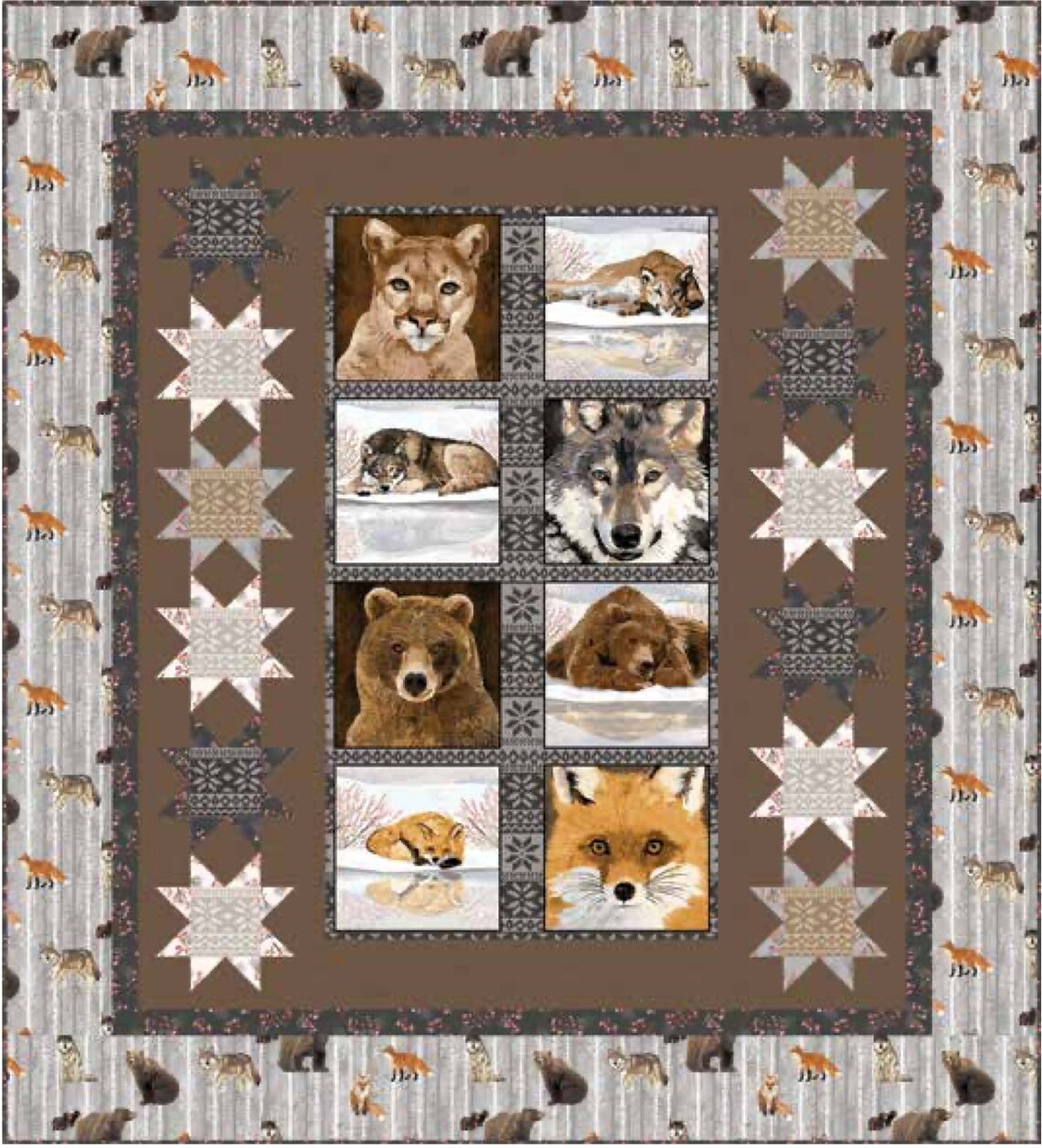Animal Fabric Winter Fabric Animal Panel Reflections in - Etsy